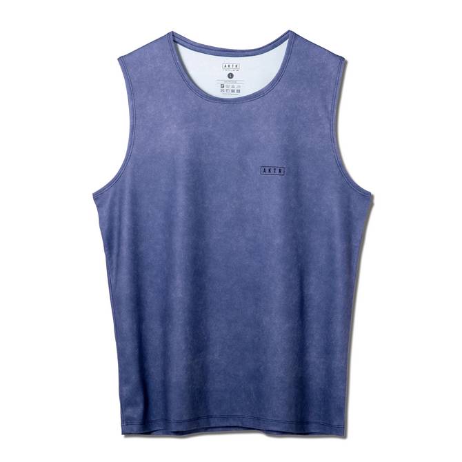 MOCK GARMENT DYED SLEEVELESS SPORTS TEE BL – AKTR OFFICIAL